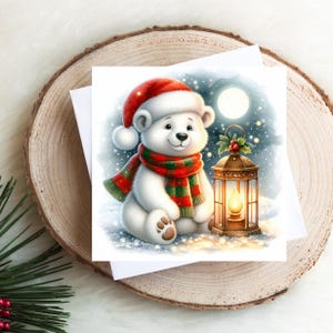 Christmas Polar Bear Clip Art 10 High Res Watercolor Jpgs for Junk ...