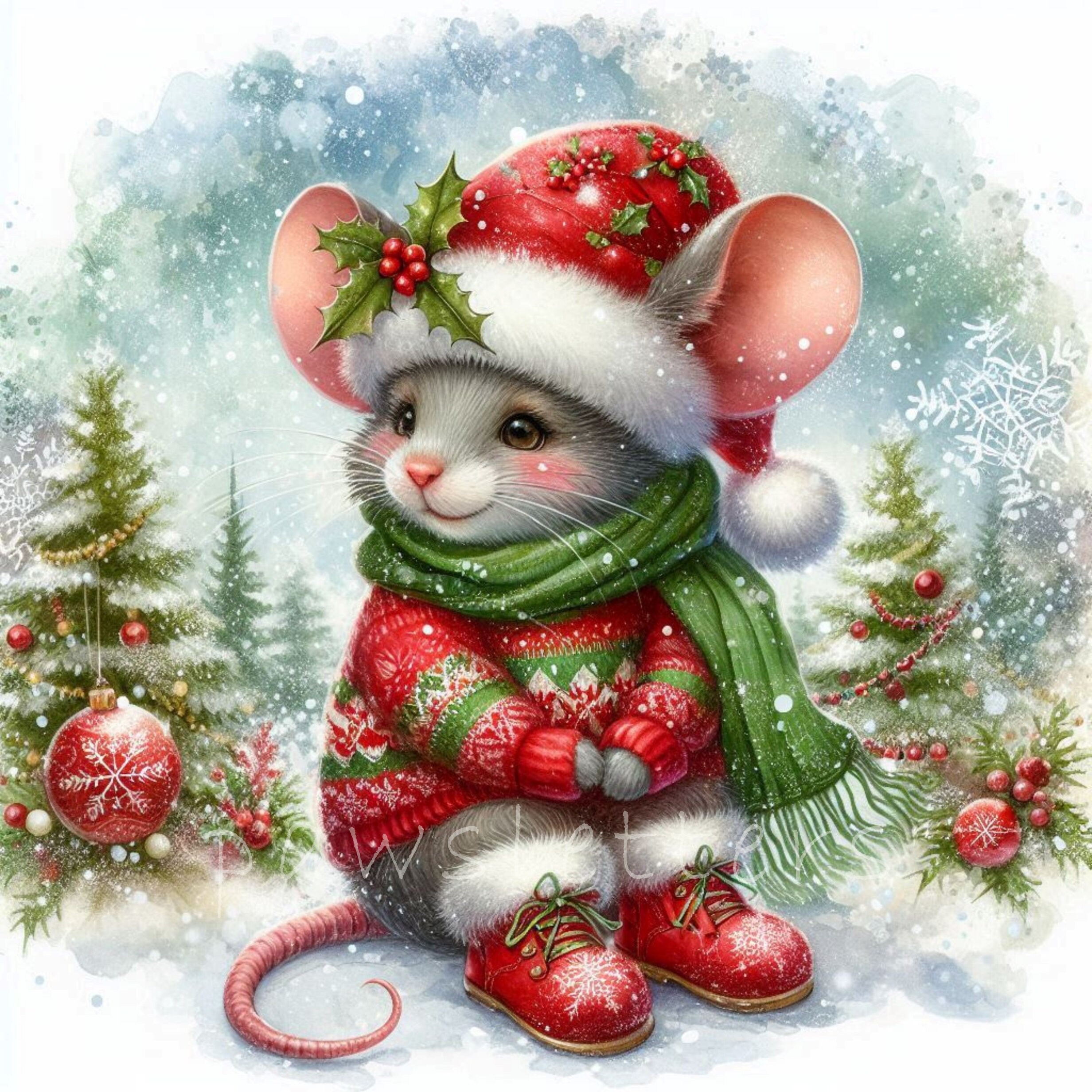 Christmas Mouse Clipart | Set of 10 | High Quality 300 DPI Jpegs | Xmas ...