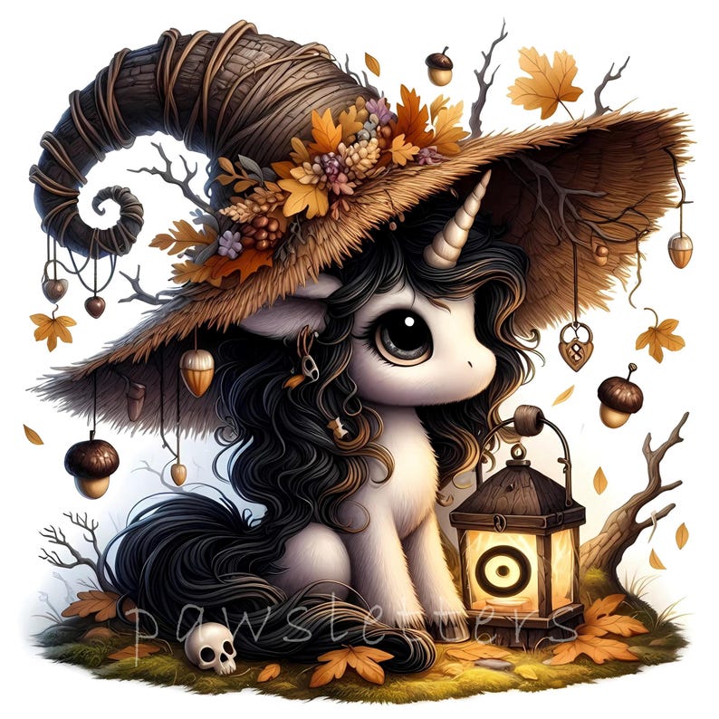 Magical Acorn Witch Unicorn Clipart | 10 High Res Autumn Fantasy Jpgs ...