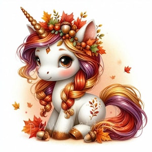 Autumn Unicorn Clipart | Set of 10 | High Quality 300 DPI Jpegs | Baby ...