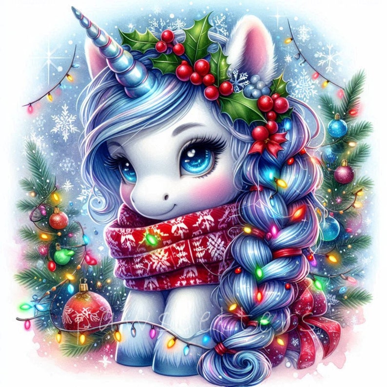 Christmas Winter Unicorn Clipart Set of 10 High Quality 300 DPI Jpegs ...