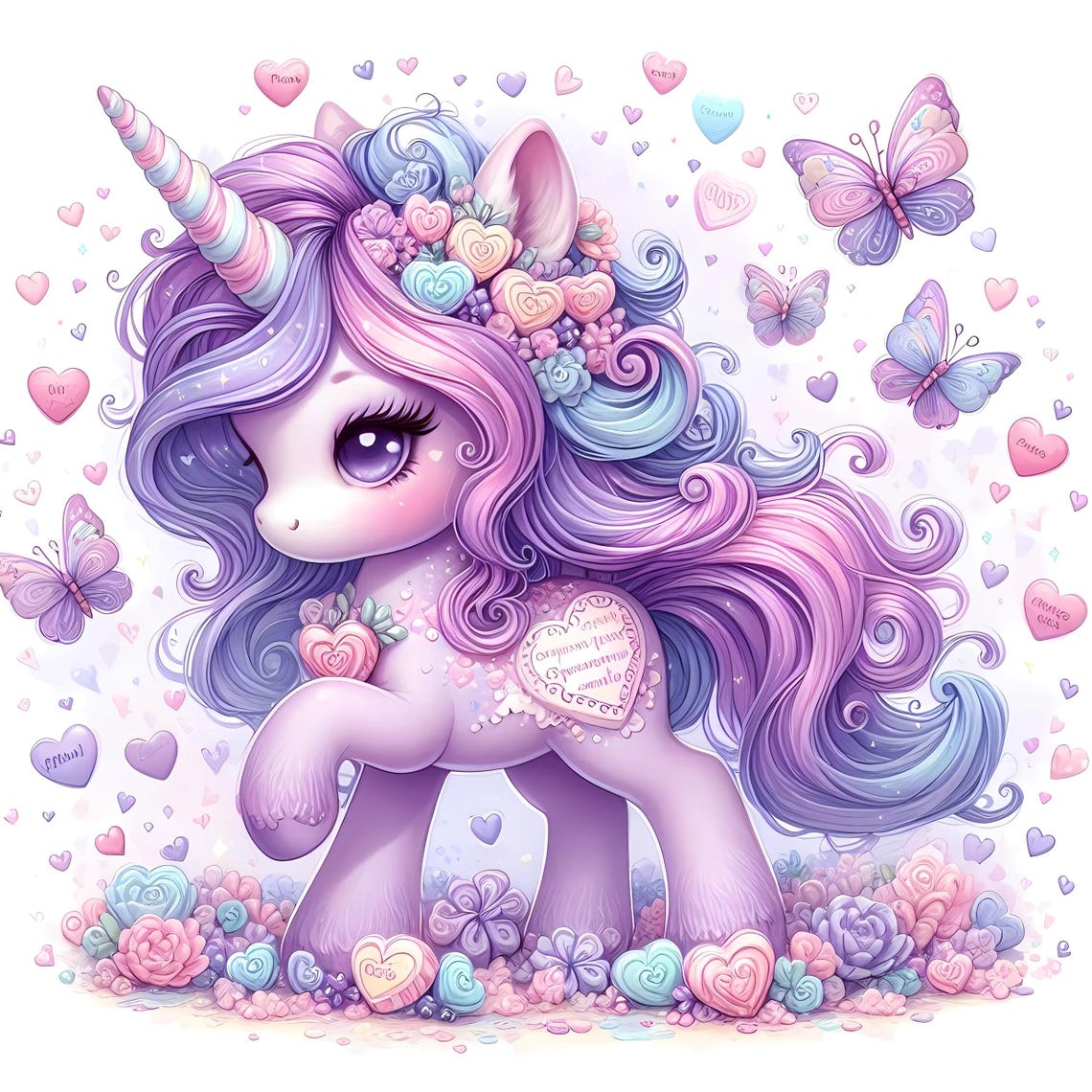 Sweetheart Valentines Unicorn Clipart, Set of 10 High Quality 300 DPI ...