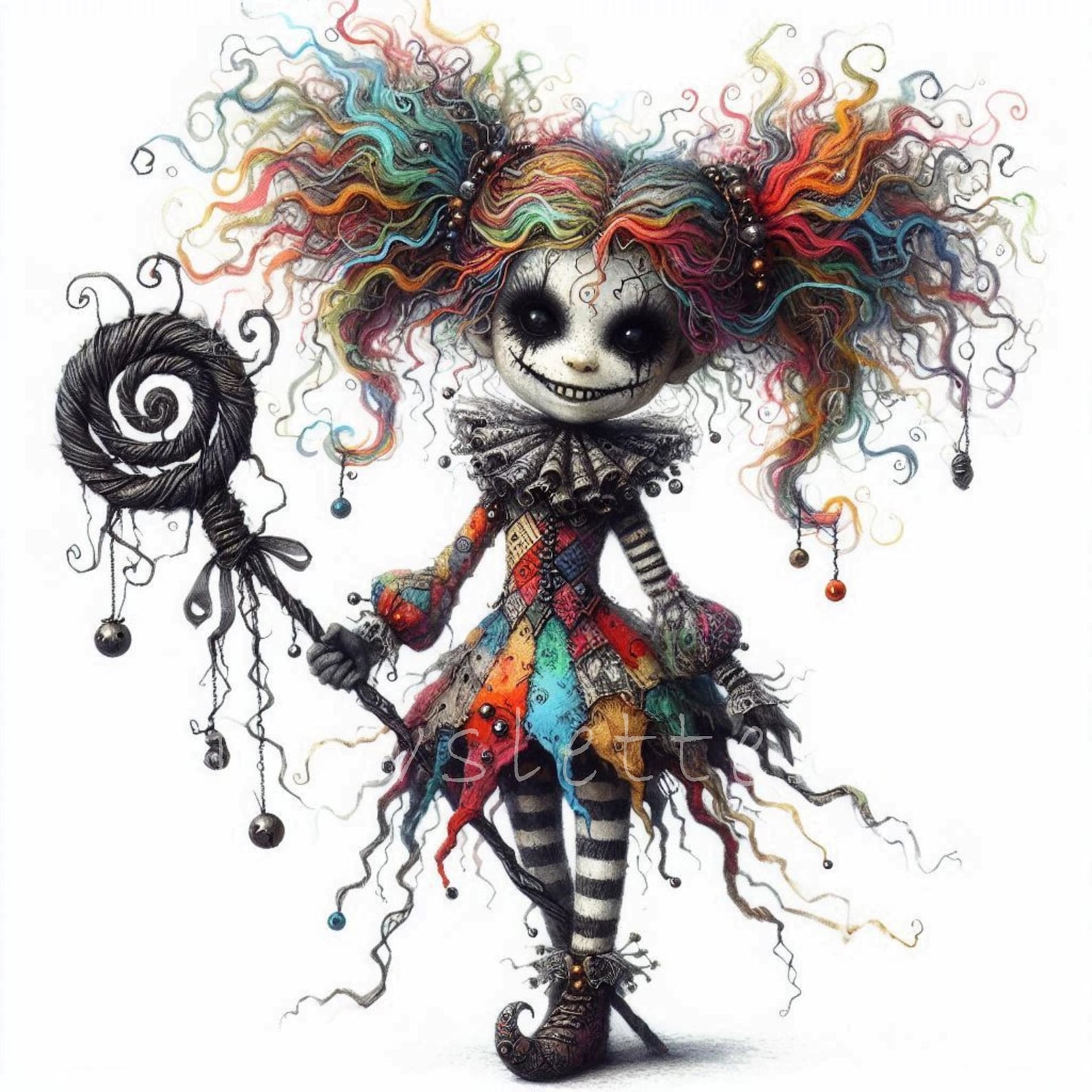 Wicked Jester Doll Clipart Set of 10 High Quality 300 DPI Jpegs Gothic ...