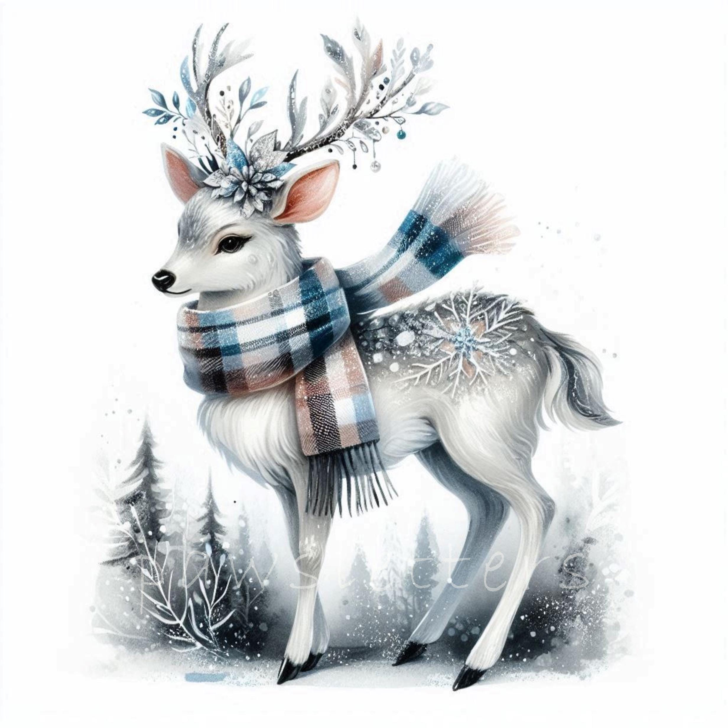 Winter Wonderland Deer Clipart | Set of 10 | High Quality 300 DPI Jpegs ...