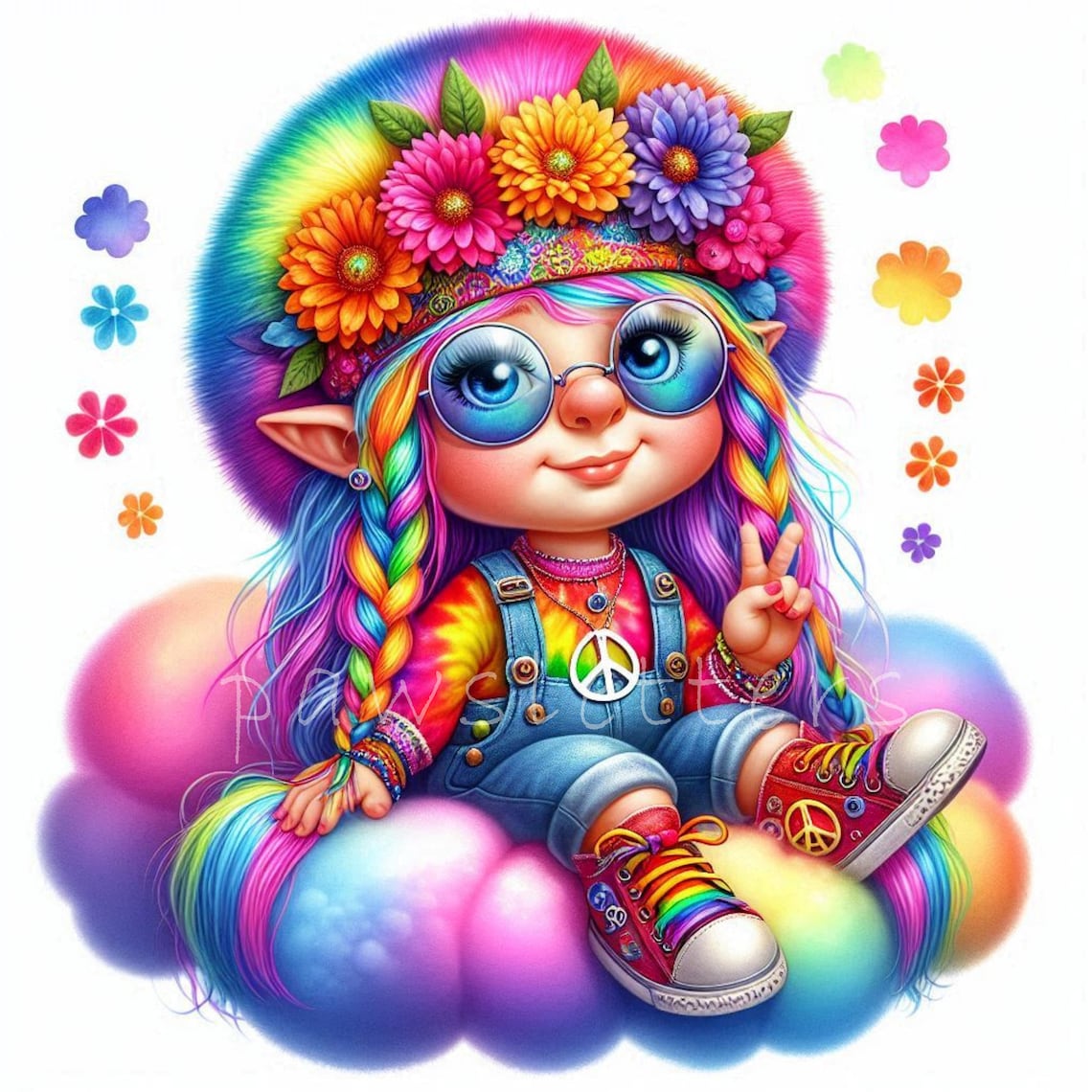 Groovy Hippie Gnome Clipart | Set of 10 | High Quality 300 DPI Jpegs ...