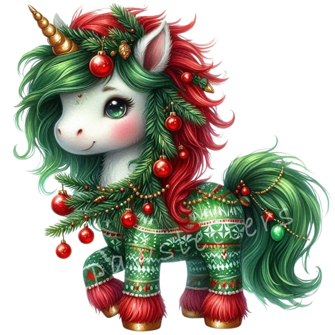 Christmas Tree Unicorn Clip Art Set of 10 Pngs for Christmas ...