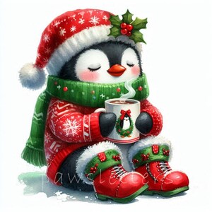 Christmas Penguin Clipart | Set of 10 | High Quality 300 DPI Jpegs ...