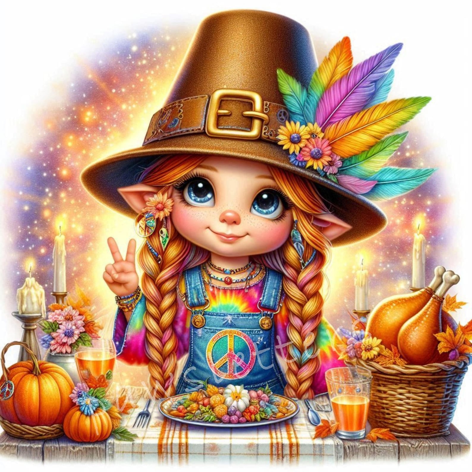 Thanksgiving Gnomes Clipart 10 High Res Watercolor Jpgs Peace Gnome Art ...