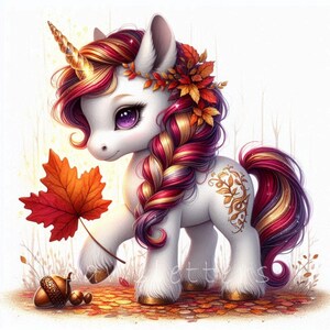 Autumn Leaf Unicorn Clipart | Set of 9 | High Quality 300 DPI Jpegs ...