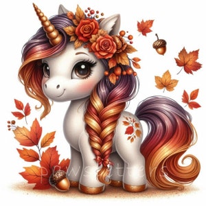 Autumn Unicorn Clipart | Set of 10 | High Quality 300 DPI Jpegs | Baby ...
