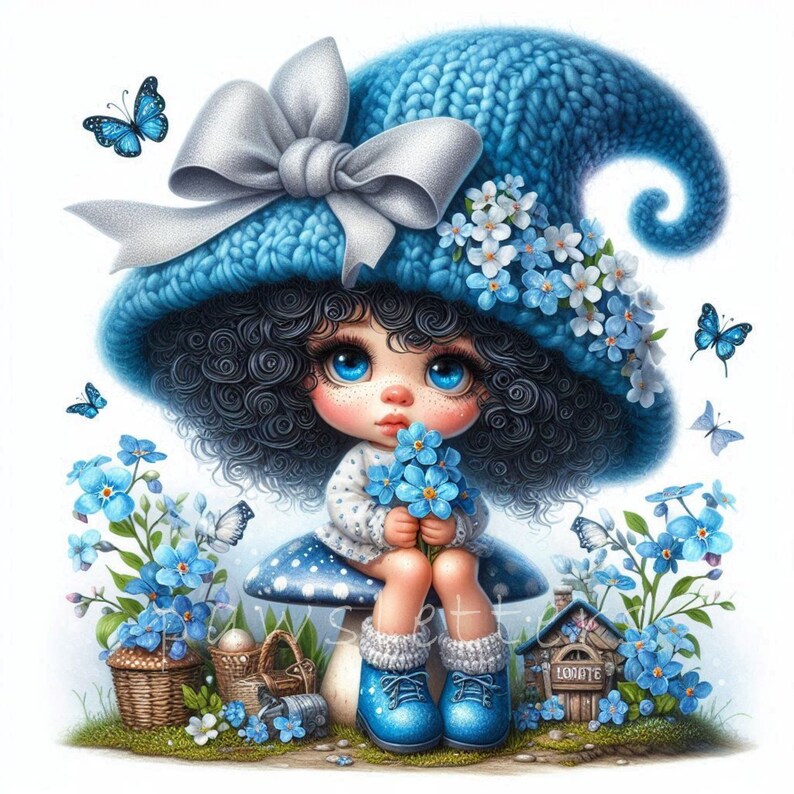 Forget Me Not Gnome Clipart Set of 10 High Quality 300 DPI Jpegs Cute ...