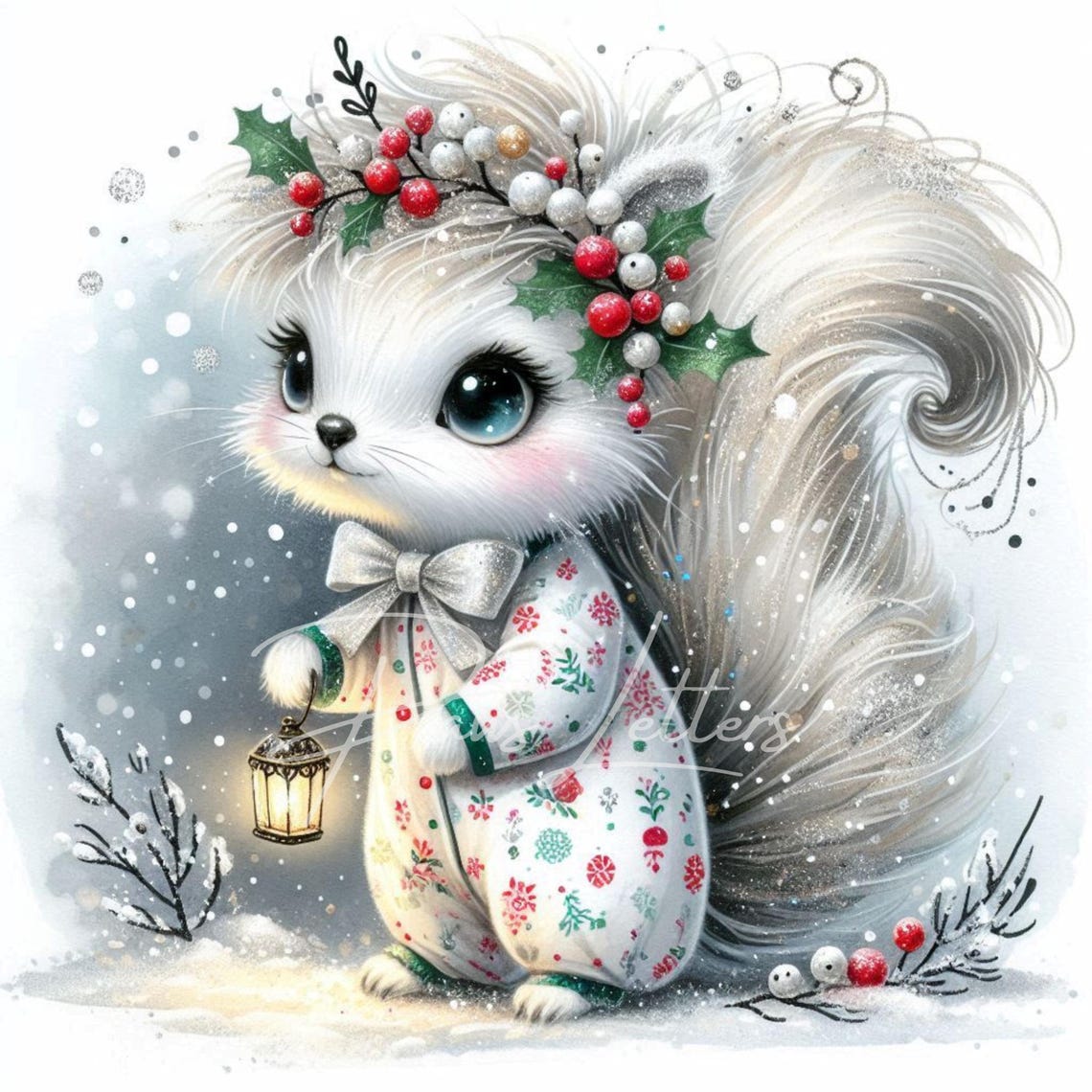 Christmas Animals Clip Art 10 High Res Watercolor Jpgs Winter Animals ...