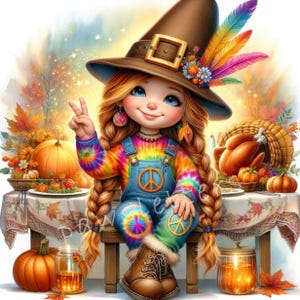 Thanksgiving Gnomes Clipart 10 High Res Watercolor Jpgs Peace Gnome Art ...