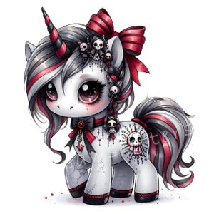 Cursed Doll Unicorn Clipart Bundle 10 High Res Jpgs, Watercolor Cute ...