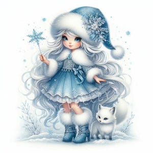 Snowflake Princess Gnomes Clipart 10 High Res Watercolor Jpgs Winter ...