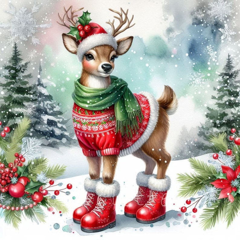 Christmas Reindeer Clipart Set of 10 High Quality 300 DPI Jpegs Winter ...