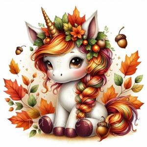 Autumn Unicorn Clipart | Set of 10 | High Quality 300 DPI Jpegs | Baby ...