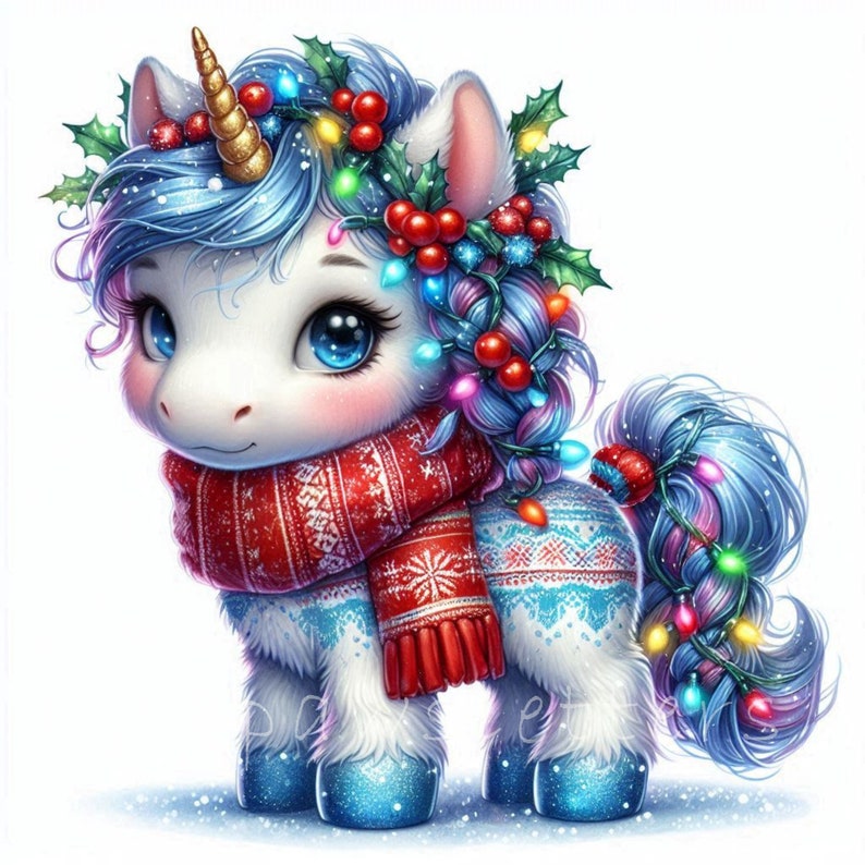Christmas Winter Unicorn Clipart Set of 10 High Quality 300 DPI Jpegs ...