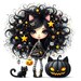 Midnight Cat Enchantress Clipart | Spooky Black Cat & Witch Jpgs ...