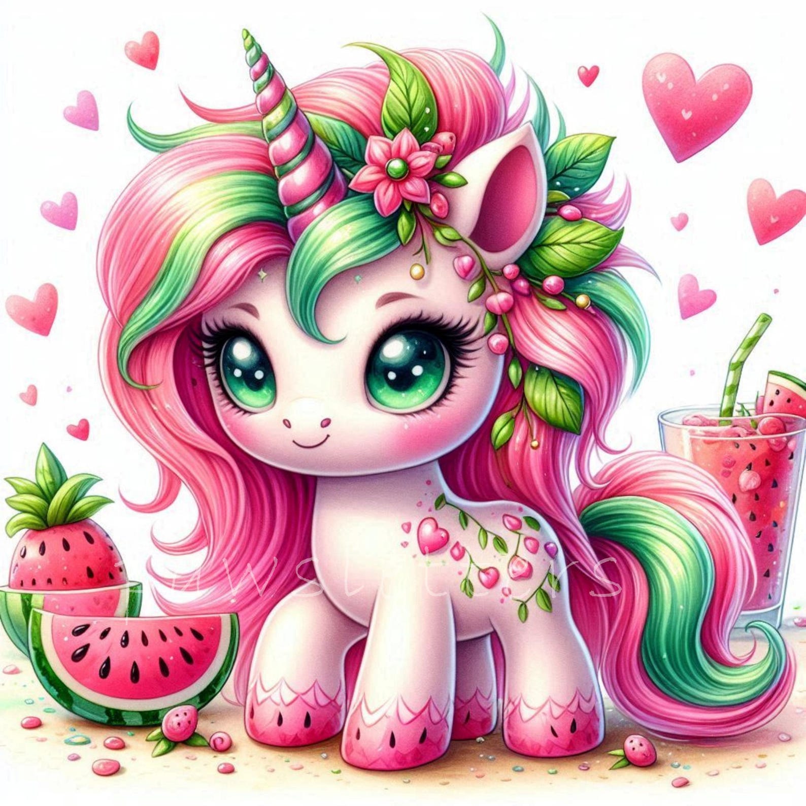 Summer Unicorn Watermelon Breeze Clipart, 10 High Quality Jpgs ...
