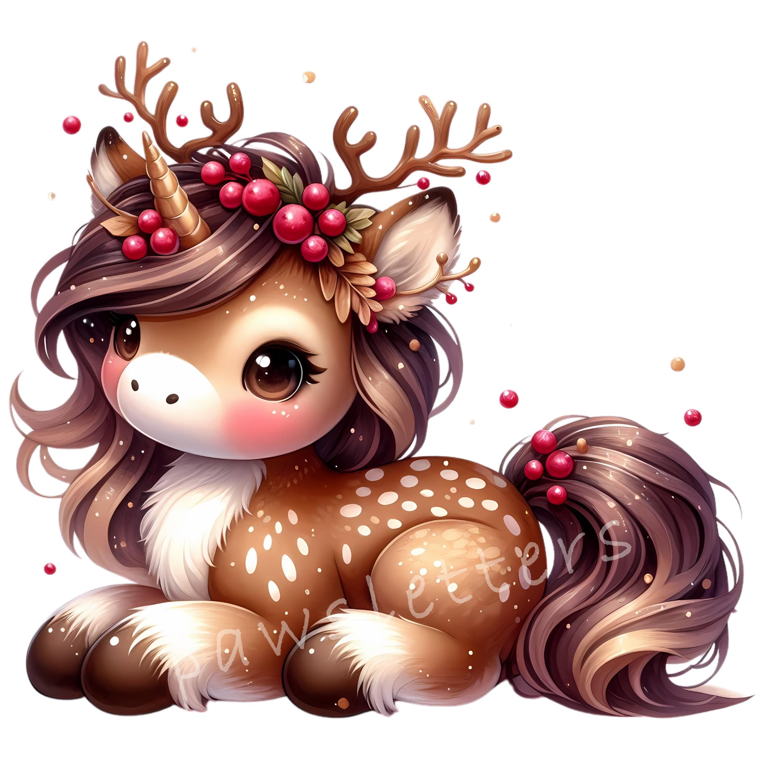 Christmas Reindeer Unicorn Clip Art Set of 10 Pngs for Christmas ...