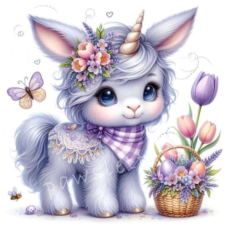 Bunny Unicorn Clipart, 10 Cute Animal JPG, High Quality 300 DPI, Easter ...