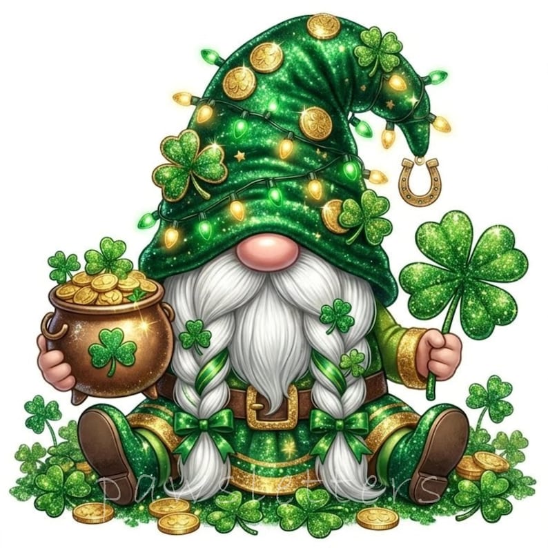 Whimsical St. Patrick's Day Gnome Clipart: Lucky Gnome Graphics ...