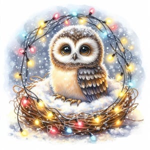 Christmas Owl Clipart 10 High Res Watercolor Jpgs Cute Winter Animals ...