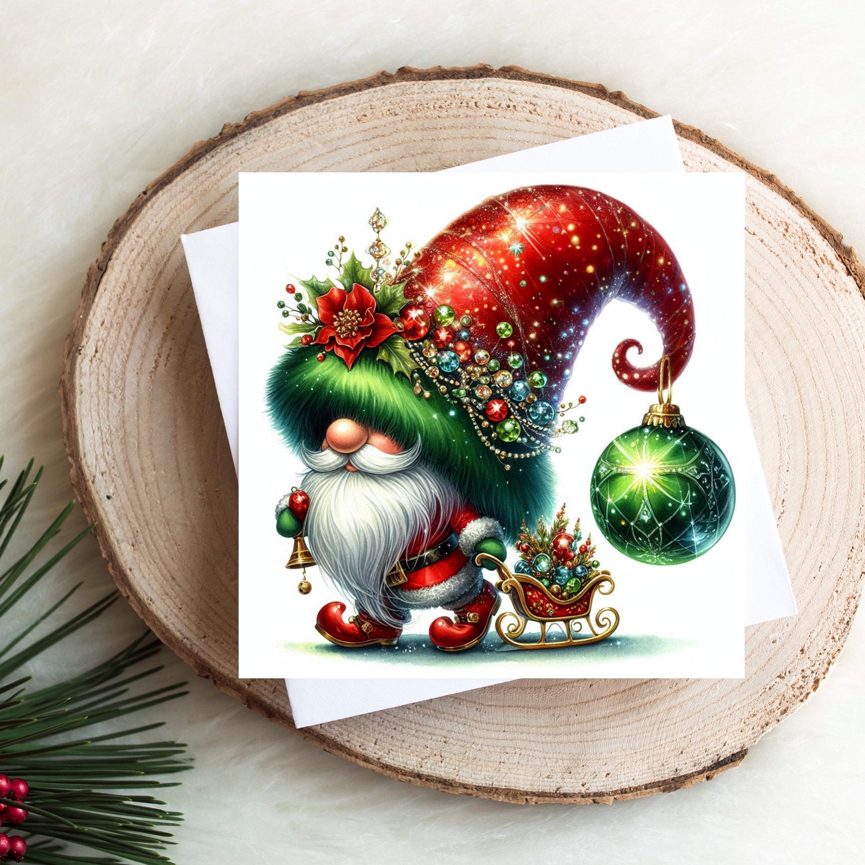 Festive Christmas Gnome Clipart, 10 High Res Watercolor Jpgs for Junk ...
