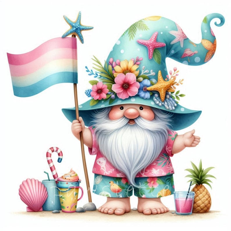 Summer Beach Gnome Clipart | Set of 10 | High Quality 300 DPI Jpegs ...