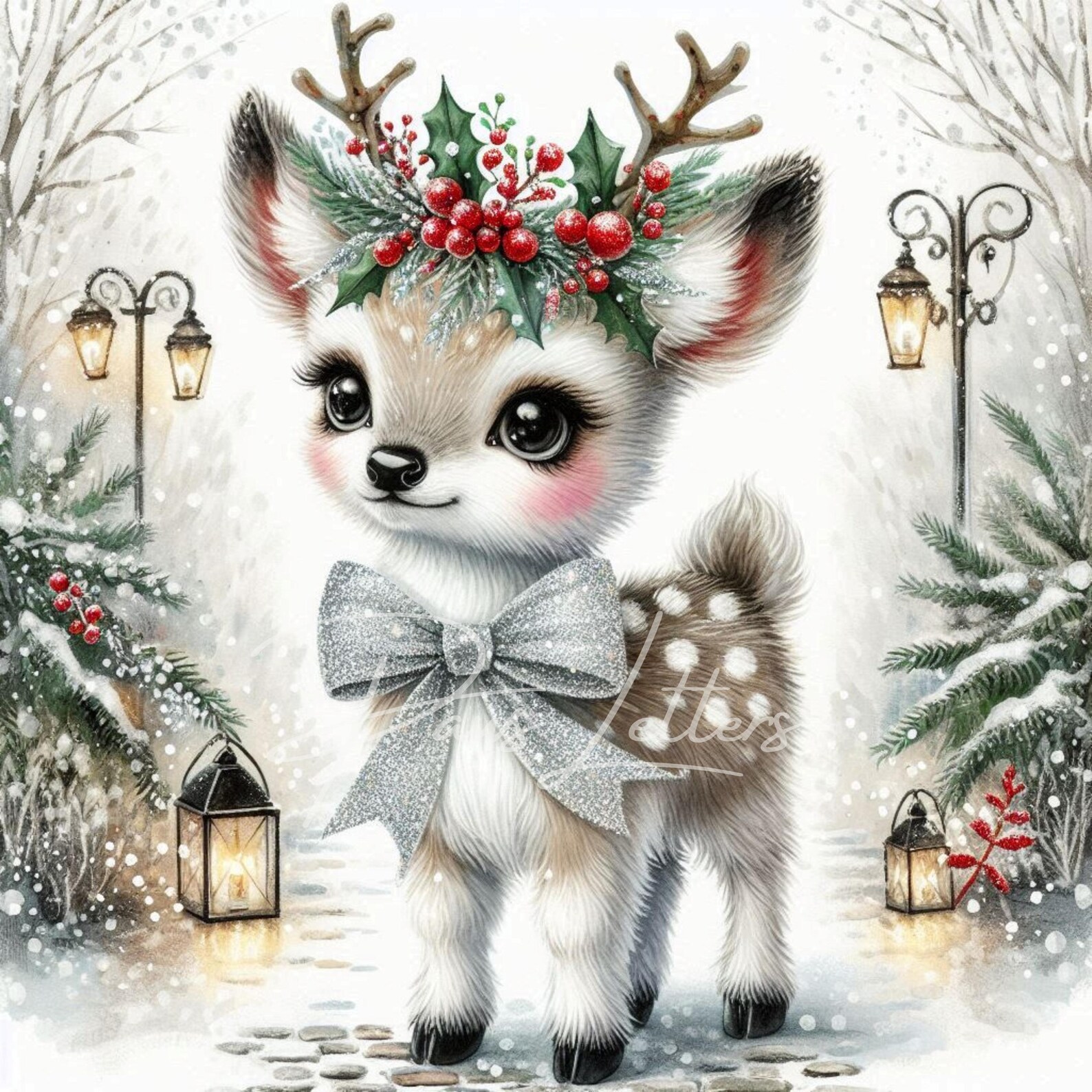 Christmas Animals Clip Art 12 High Res Watercolor Jpgs Winter Animals ...
