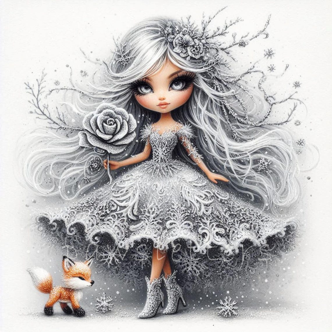 Winter Frost Princess Clip Art 10 High Res Watercolor Jpgs for Junk ...