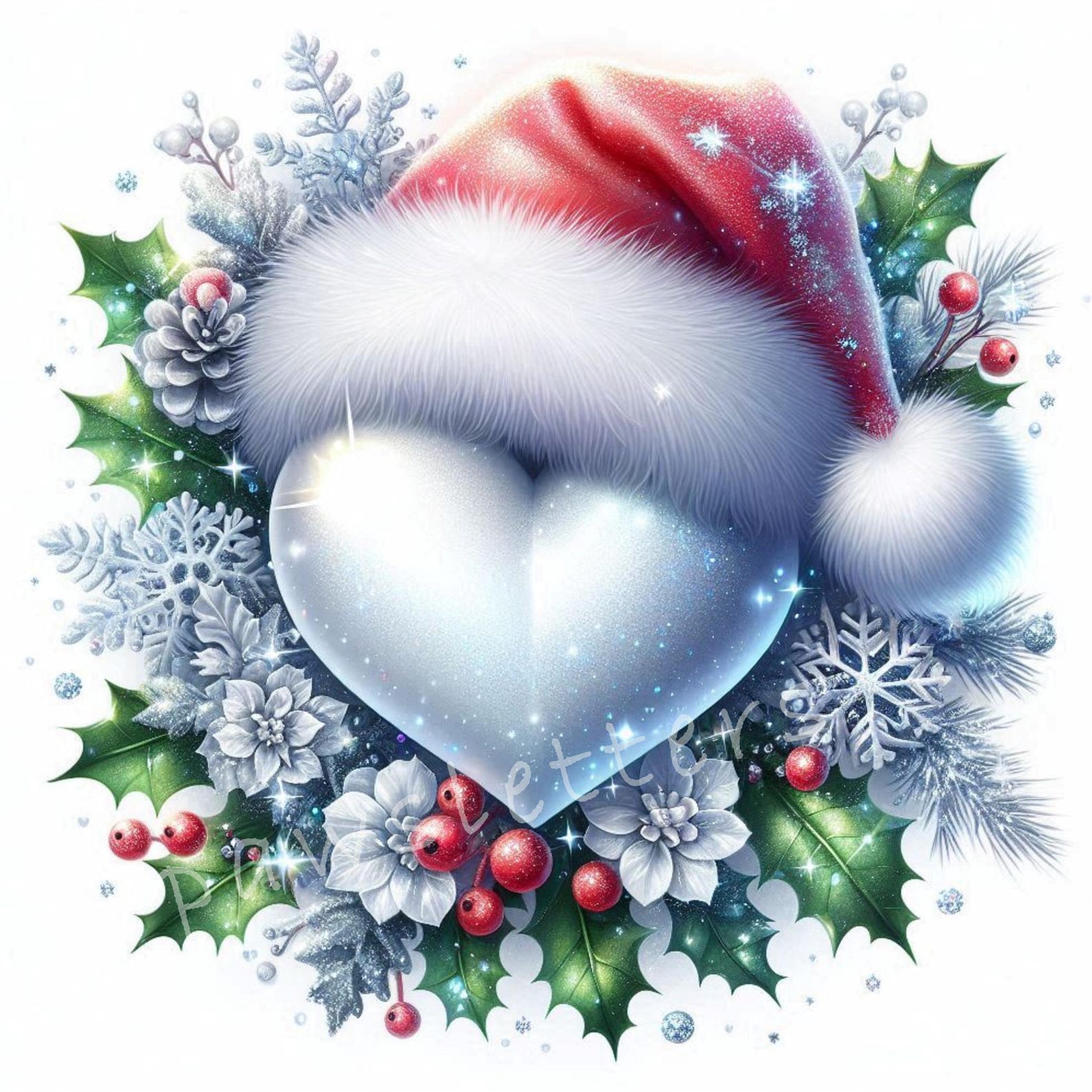 Winter Christmas Silver Hearts Clipart | Set of 10 | High Quality 300 ...