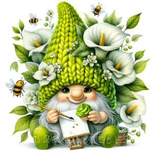 Gnome Magic With Calla Lily Flowers Clipart | Set of 10 | High Quality ...