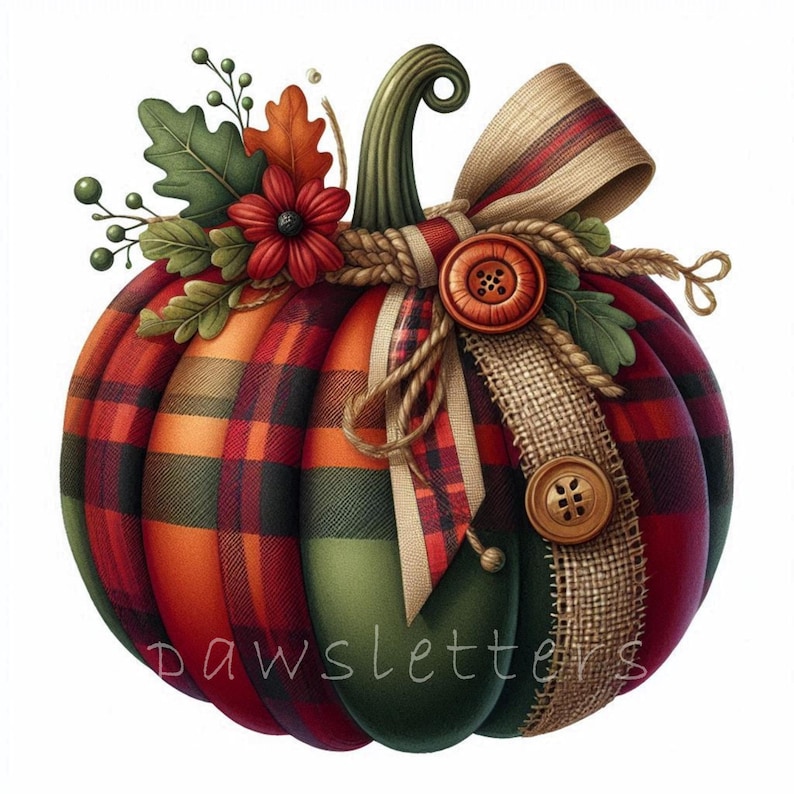 Plaid Pumpkin Clipart | Set of 10 | High Quality 300 DPI Jpegs ...
