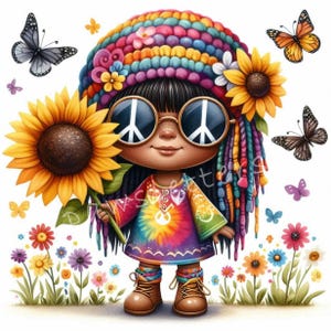Groovy Floral Gnomes Clipart | Set of 10 | High Quality 300 DPI Jpegs ...