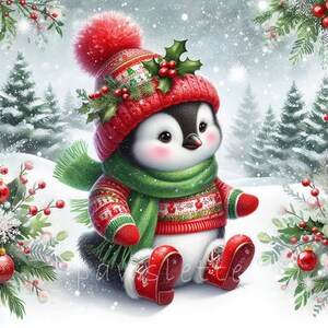 Christmas Penguin Clipart | Set of 10 | High Quality 300 DPI Jpegs ...
