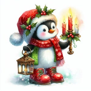 Christmas Penguin Clipart | Set of 10 | High Quality 300 DPI Jpegs ...