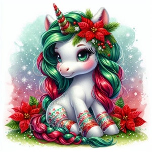 Christmas Unicorn Clipart | Set of 10 | High Quality 300 DPI Jpegs ...
