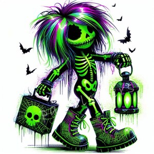 Neon Nightmare Doll Clip Art 10 High Res Watercolor Jpgs for Junk ...
