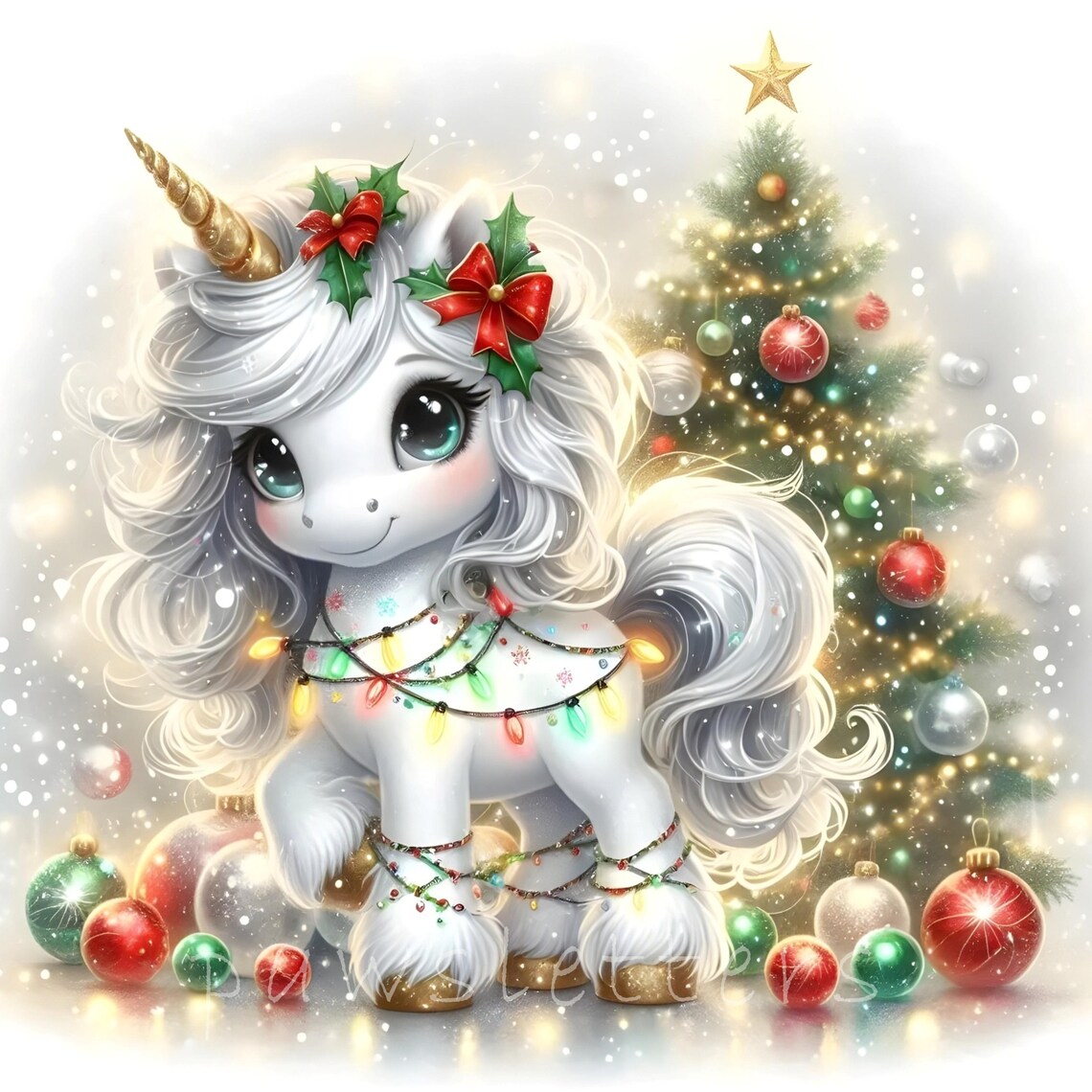 Festive Christmas Unicorn Clipart | Set of 10 | High Quality 300 DPI ...