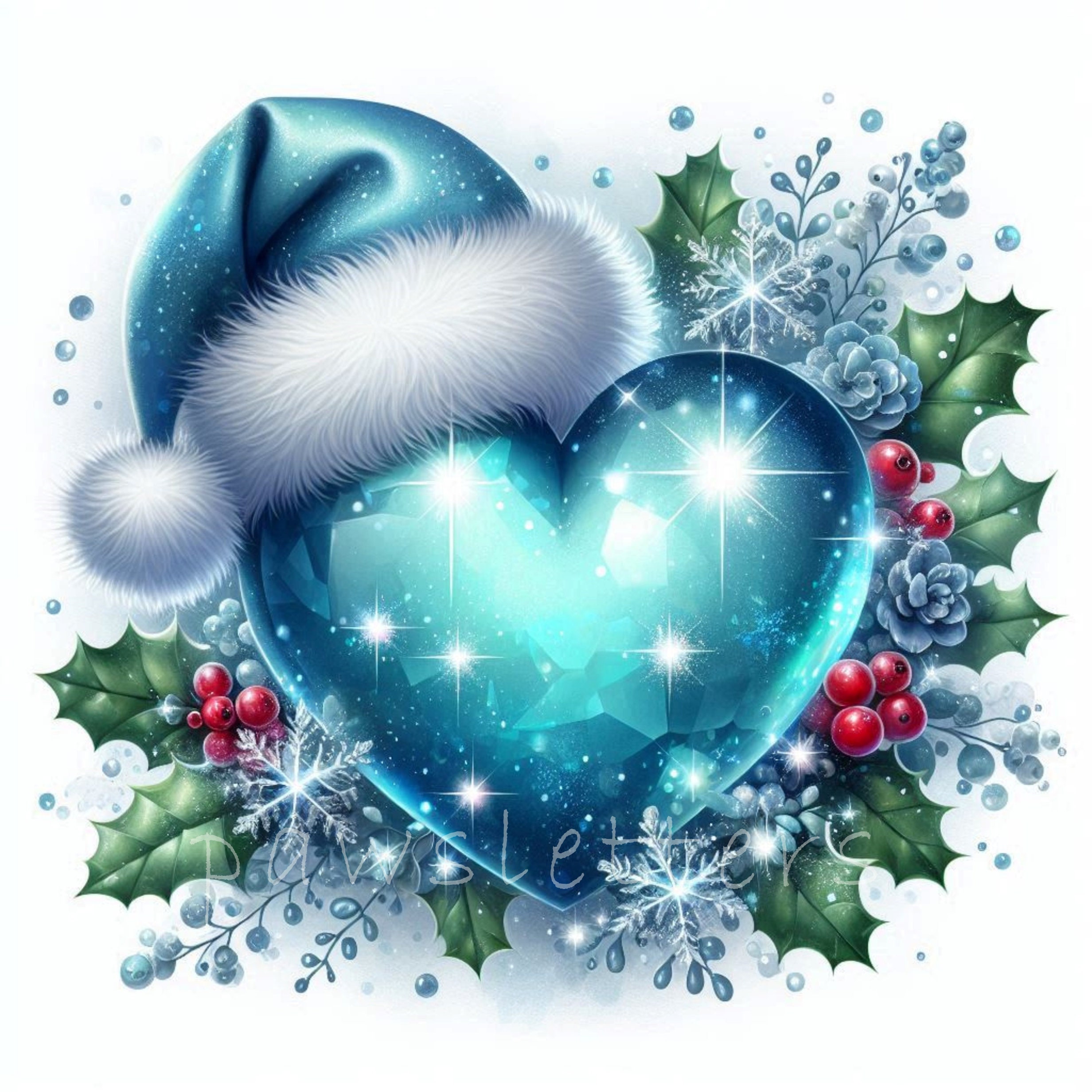 Winter Christmas Blue Hearts Clipart Set of 10 High Quality 300 DPI ...