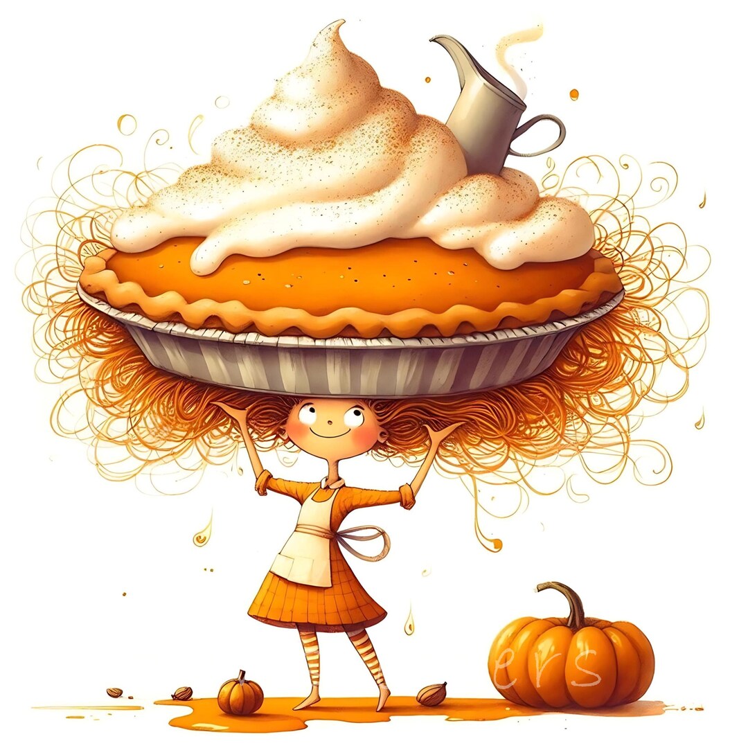Pumpkin Pie Clipart | 10 Quirky Fall Girls JPG | Cozy Thanksgiving ...