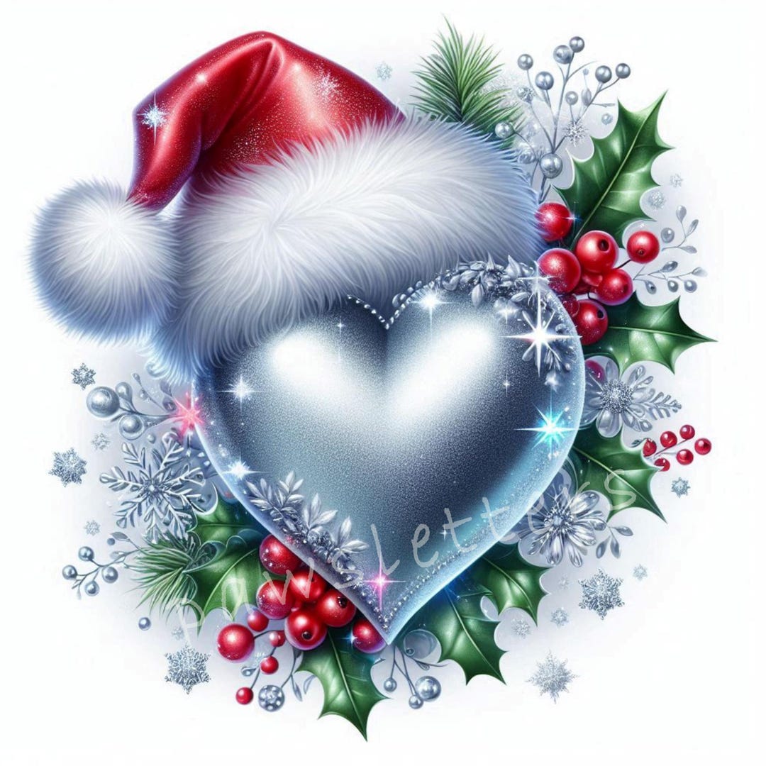 Winter Christmas Silver Hearts Clipart | Set of 10 | High Quality 300 ...