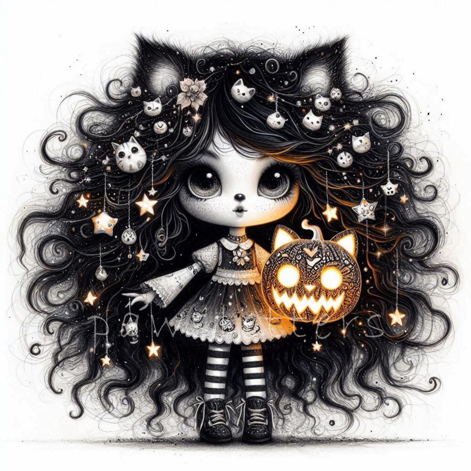 Quirky Girl Halloween Clipart | Set of 10 | High Quality 300 DPI Jpegs ...