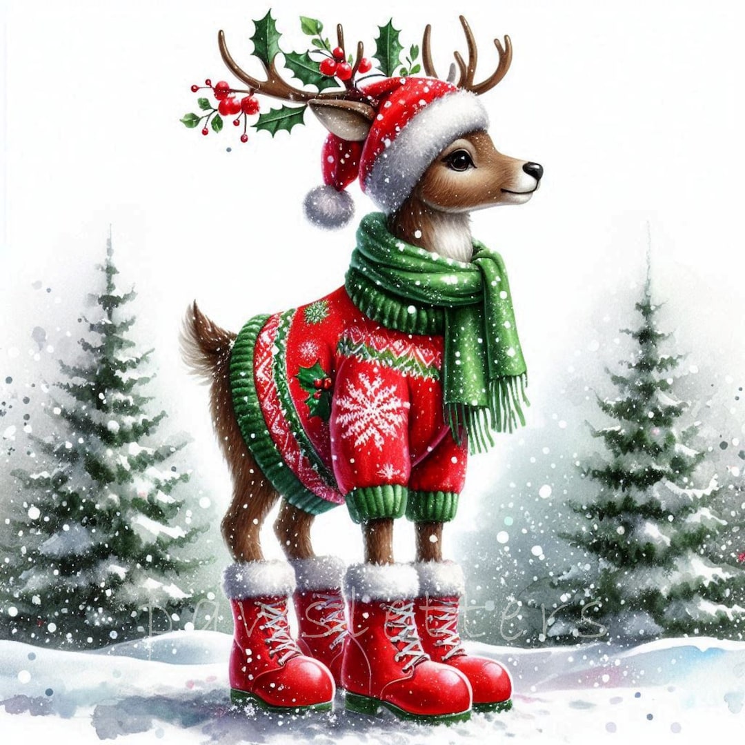 Christmas Reindeer Clipart | Set of 10 | High Quality 300 DPI Jpegs ...