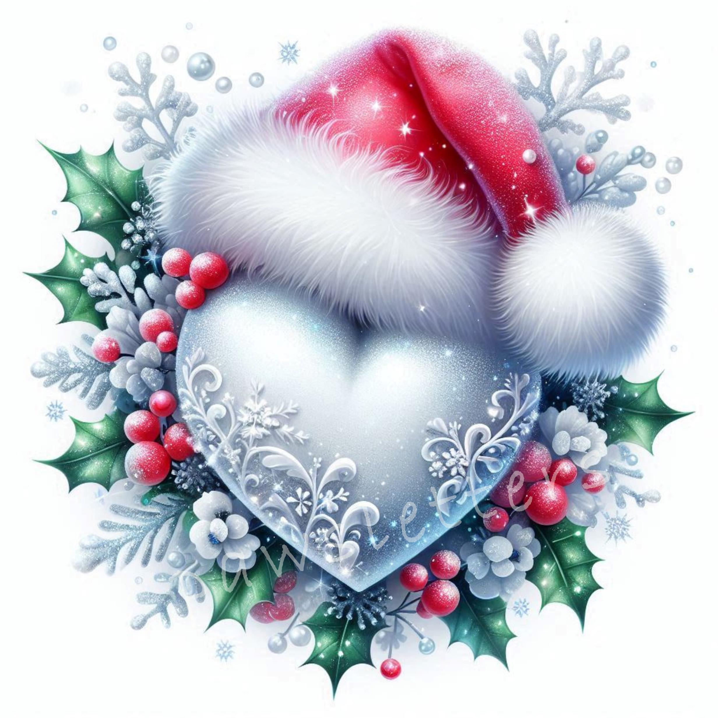 Winter Christmas Silver Hearts Clipart | Set of 10 | High Quality 300 ...