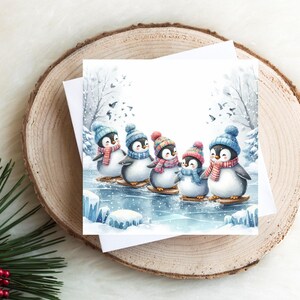 Ice Skating Penguins Clipart 10 High Res Watercolor Jpgs Holiday ...