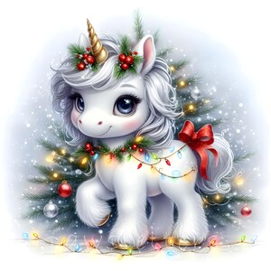 Festive Christmas Unicorn Clipart | Set of 10 | High Quality 300 DPI ...