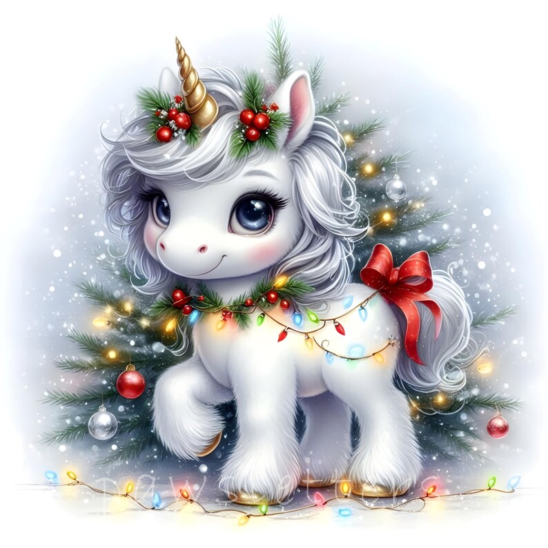 Festive Christmas Unicorn Clipart | Set of 10 | High Quality 300 DPI ...